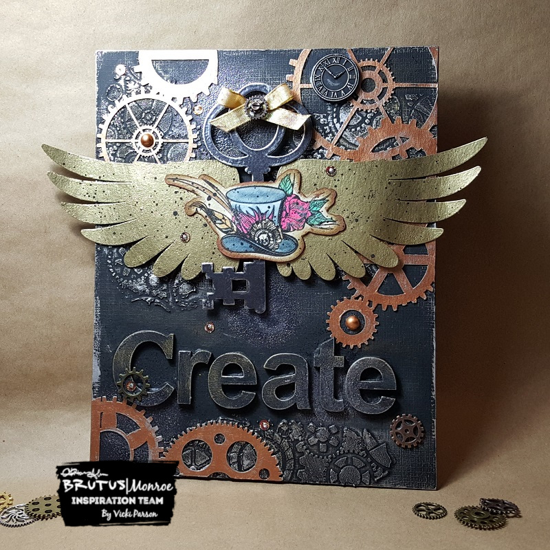 ‘Create’ Steampunk Mixed Media Canvas – Stamped Smiles