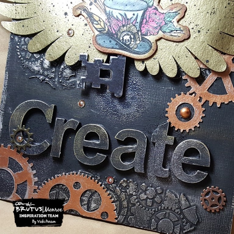 ‘Create’ Steampunk Mixed Media Canvas – Stamped Smiles